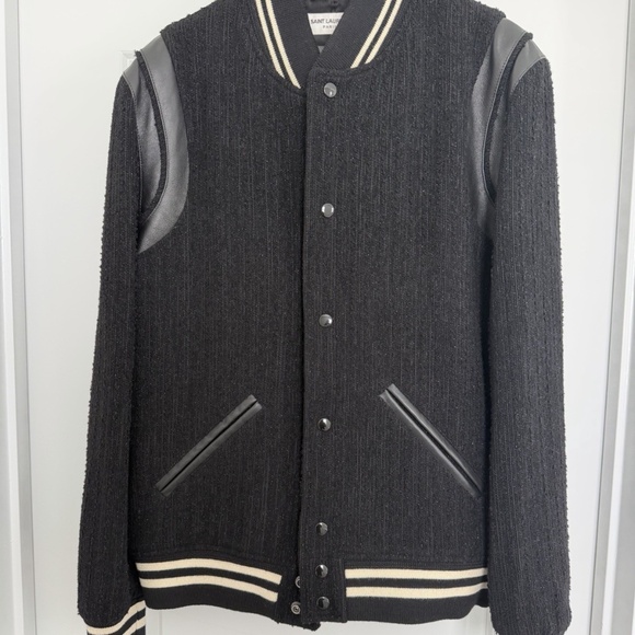 Yves Saint Laurent | Jackets & Coats | Ysl Saint Laurent Varsity Teddy ...